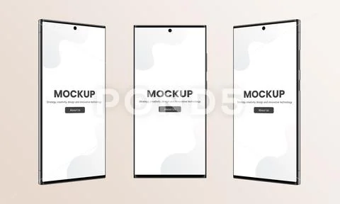 PSD Template: Three positions of a modern square shape smartphone ...
