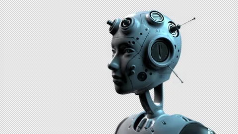 Three-quarter shot of a robot's head. th... | Stock Video | Pond5
