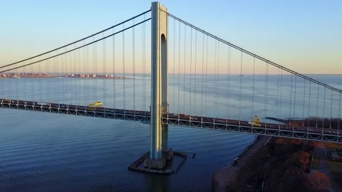 Three Quarters View of Verrazano Bridge | Stock Video | Pond5
