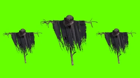 Three Scary pumpkin scarecrow cross on G... | Stock Video | Pond5