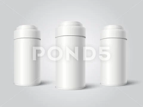 Three White Blank Tin can packaging mockup ~ Clip Art #89308579