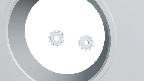 Three white gears rotate a white backgro... | Stock Video | Pond5