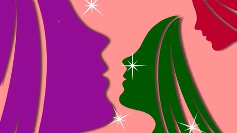 three women face animation on pink backg... | Stock Video | Pond5