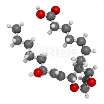 Thromboxane A2 (TXA2) molecule. 3D rendering.: Royalty Free #158702150