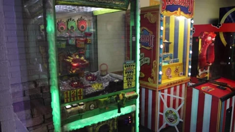 Through window view of Chuck E Cheese pi... | Stock Video | Pond5