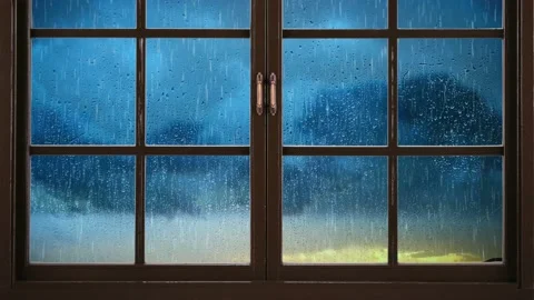 Thunderstorm view window. Rain. Raindrop... | Stock Video | Pond5