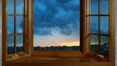 Thunderstorm view window. Rain. Raindrop... | Stock Video | Pond5