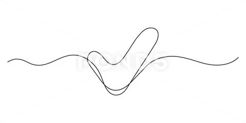 Tick, check mark continuous one line drawing. Approved and verification ...