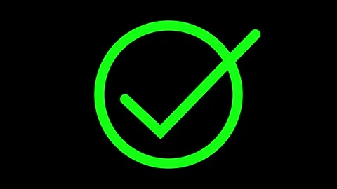 Tick mark icon animated on a black backg... | Stock Video | Pond5