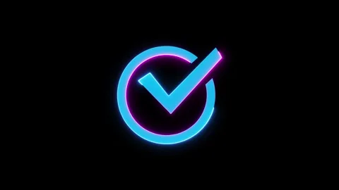 Tick mark icon neon sign. check mark ico... | Stock Video | Pond5