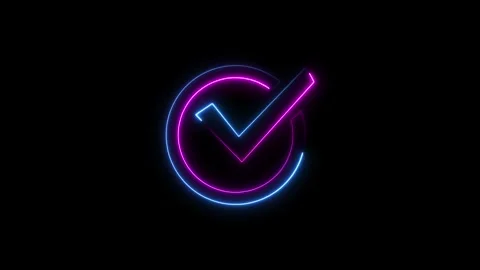 Tick mark icon neon sign. check mark ico... | Stock Video | Pond5