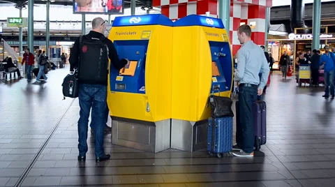 ticket machine in Amsterdam Airport Schi... | Stock Video | Pond5