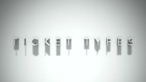 ticket types 3D title animation white te... | Stock Video | Pond5