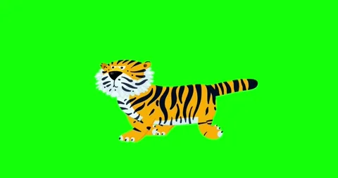 Tiger cartoon character stripes version ... | Stock Video | Pond5