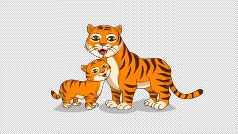 Tiger cub Animation Alpha Background | Stock Video | Pond5