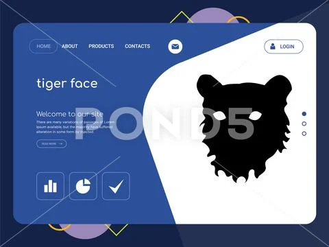 Tiger face Landing page website template design Illustration #90184960