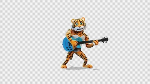 Tiger Playing Guitar Video Loop and Alfa... | Stock Video | Pond5