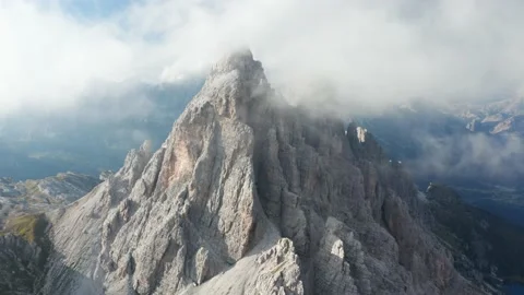 Tight aerial view of dramatic Croda da L... | Stock Video | Pond5