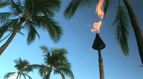 Tiki Torch on Waikiki Beach in Honolulu,... | Stock Video | Pond5