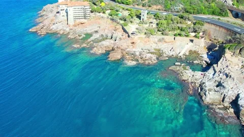 Tilt up Castel Boccale drone aerial view... | Stock Video | Pond5