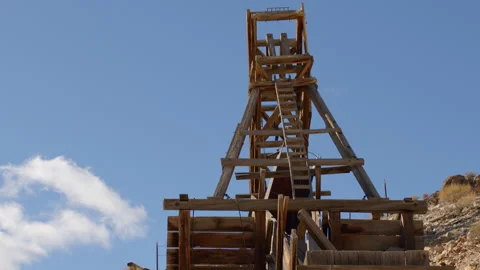 Tilt Down on Abandoned Mine Head Frame t... | Stock Video | Pond5
