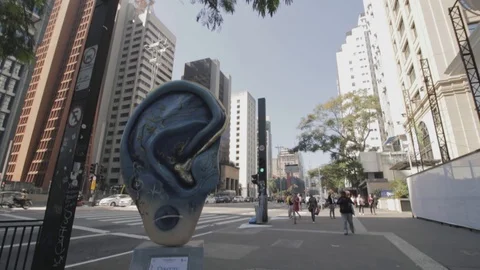 Tilt of Ear Parade street art installati... | Stock Video | Pond5