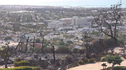 Tilt up reveals the charred remains of a... | Stock Video | Pond5