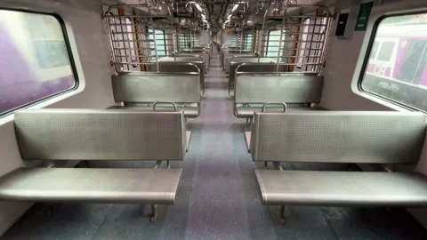 Tilt Up shot of empty Mumbai local AC tr... | Stock Video | Pond5