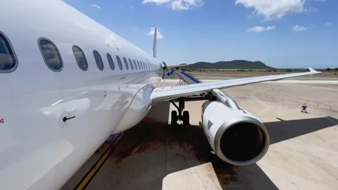 Tilt up view from front door of fuselage... | Stock Video | Pond5