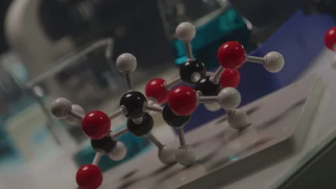 Tilted View of Molecule Model on Lab Tab... | Stock Video | Pond5
