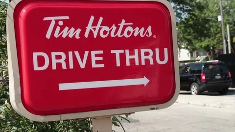 tim hortons rectangle drive thru sign wi... | Stock Video | Pond5