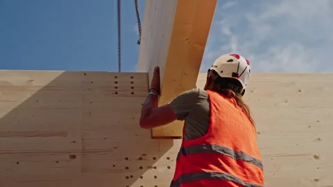 Timber Beam Installation – Constructio... | Stock Video | Pond5