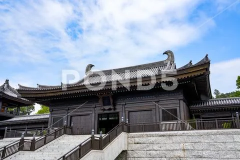 Timber structure Japanese style Tang style architectural temple Stock ...