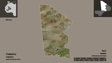 Timbuktu location. Mali. Satellite map | Stock Video | Pond5