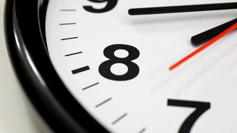 The Time On The Clock Eight. Black Clock... | Stock Video | Pond5