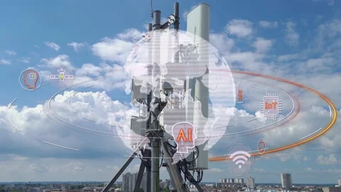 Time lapse 5G rooftop antenna with smart... | Stock Video | Pond5