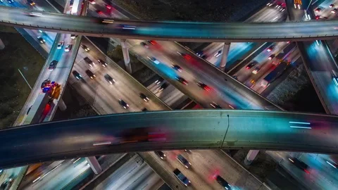 Time lapse above the freeway and highway... | Stock Video | Pond5