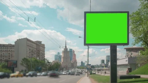 Time Lapse. A Billboard with a Green Scr... | Stock Video | Pond5