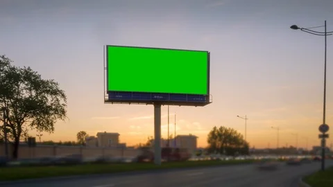 Time Lapse. A Billboard with a Green Scr... | Stock Video | Pond5