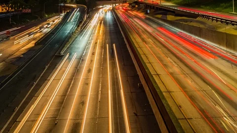 Time-lapse of cars in traffic on freeway... | Stock Video | Pond5
