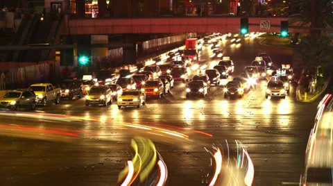 Time lapse of city traffic at night with... | Stock Video | Pond5