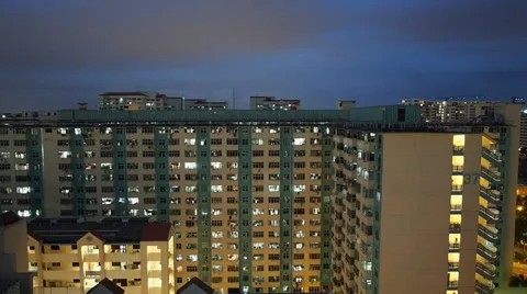 Singapore Time Lapse Time Hdb Night Stock Video Footage | Royalty Free ...
