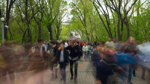Time lapse of crowd of people walking at... | Stock Video | Pond5