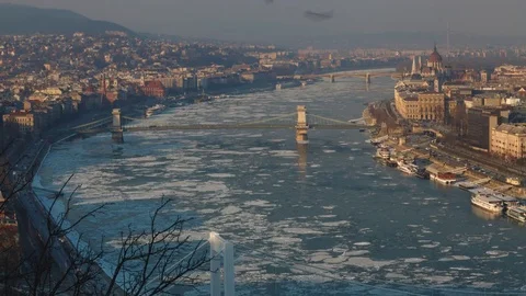 Time-Lapse, Frozen ice floating on the D... | Stock Video | Pond5