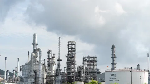Time Lapse oil refinery terminal is indu... | Stock Video | Pond5