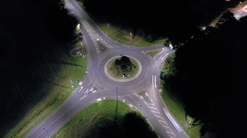 Time Lapse of a Roundabout at Night with... | Stock Video | Pond5