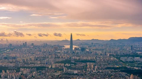 Time lapse of Seoul City and Lotte Tower... | Stock Video | Pond5