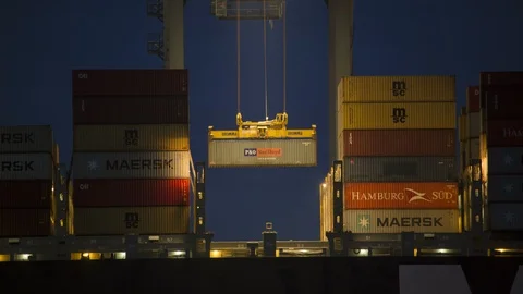 Time Lapse: Shipping Containers Loaded O... | Stock Video | Pond5