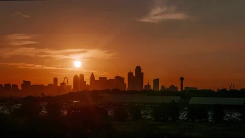 Time-lapse SUNRISE over Dallas silhouett... | Stock Video | Pond5