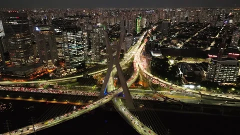 Time Lapse Traffic At Night City In Sao ... | Stock Video | Pond5